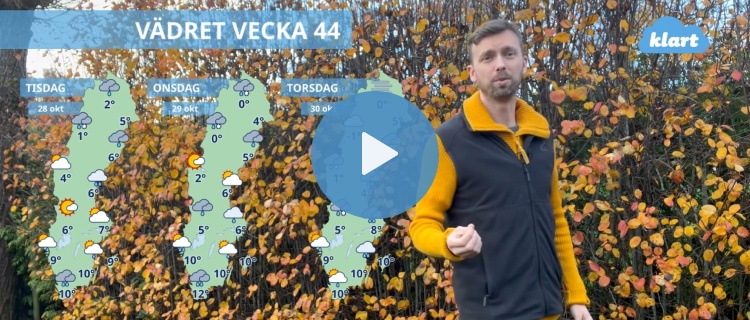 Veckans väder - lite sol mellan regnen - Klart.se